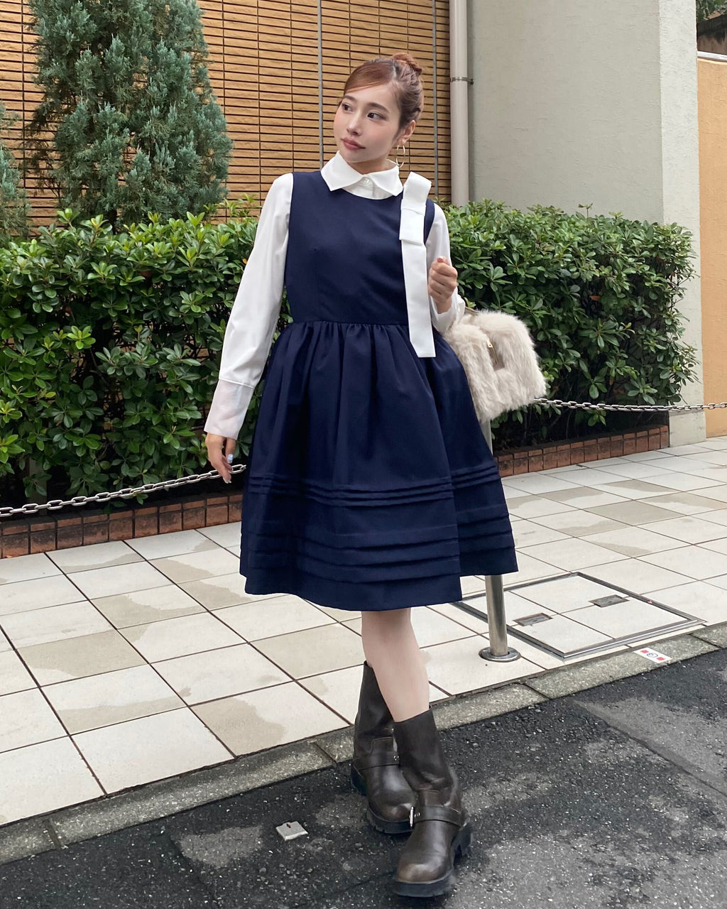 CAMERON RIBBON DRESS/157cm/wearing size F｜Bibiy.